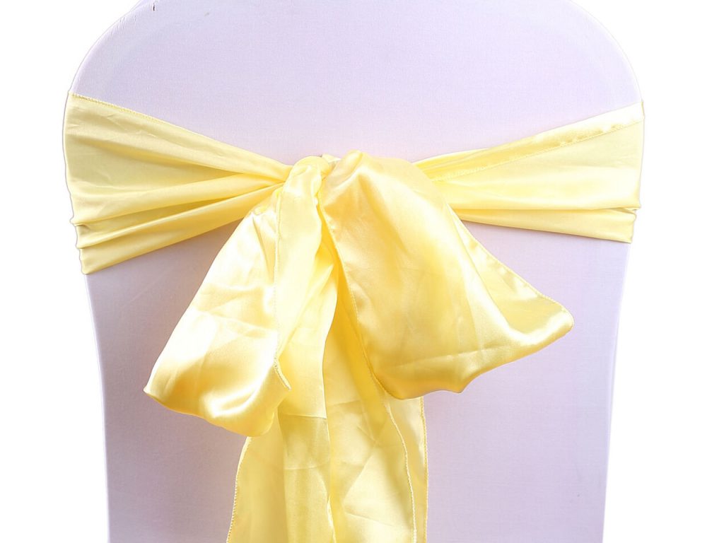 Lemon Yellow Satin Chair sashes - Govinda Events & Decoration Hire