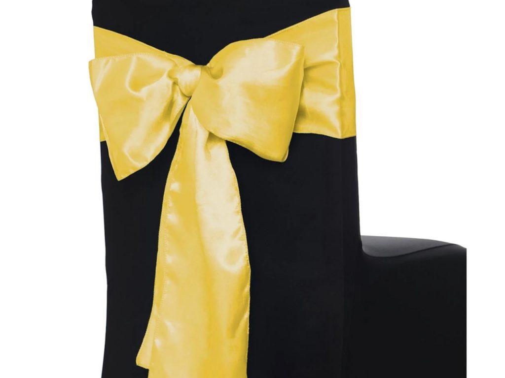 Lemon Yellow Satin Chair sashes - Govinda Events & Decoration Hire